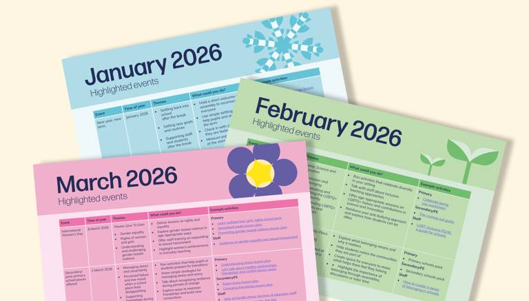 Mental health and wellbeing calendar: spring term 2026 : Mentally Healthy Schools
