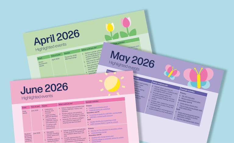 Mental health and wellbeing calendar | Mentally Healthy Schools